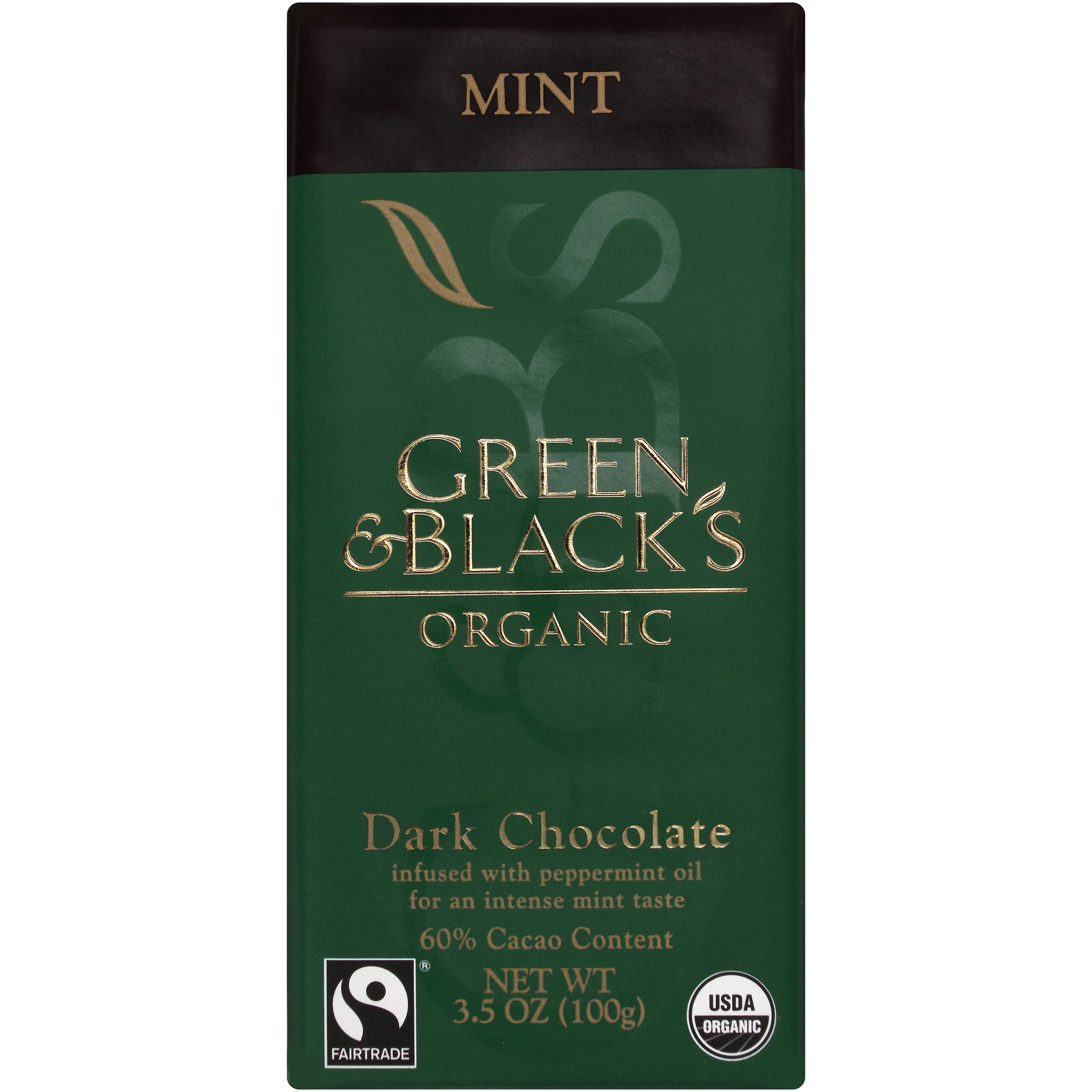 Diet info for CADBURY GREEN & BLACK'S CHOCOLATE BAR MINT INFUSED DARK ...