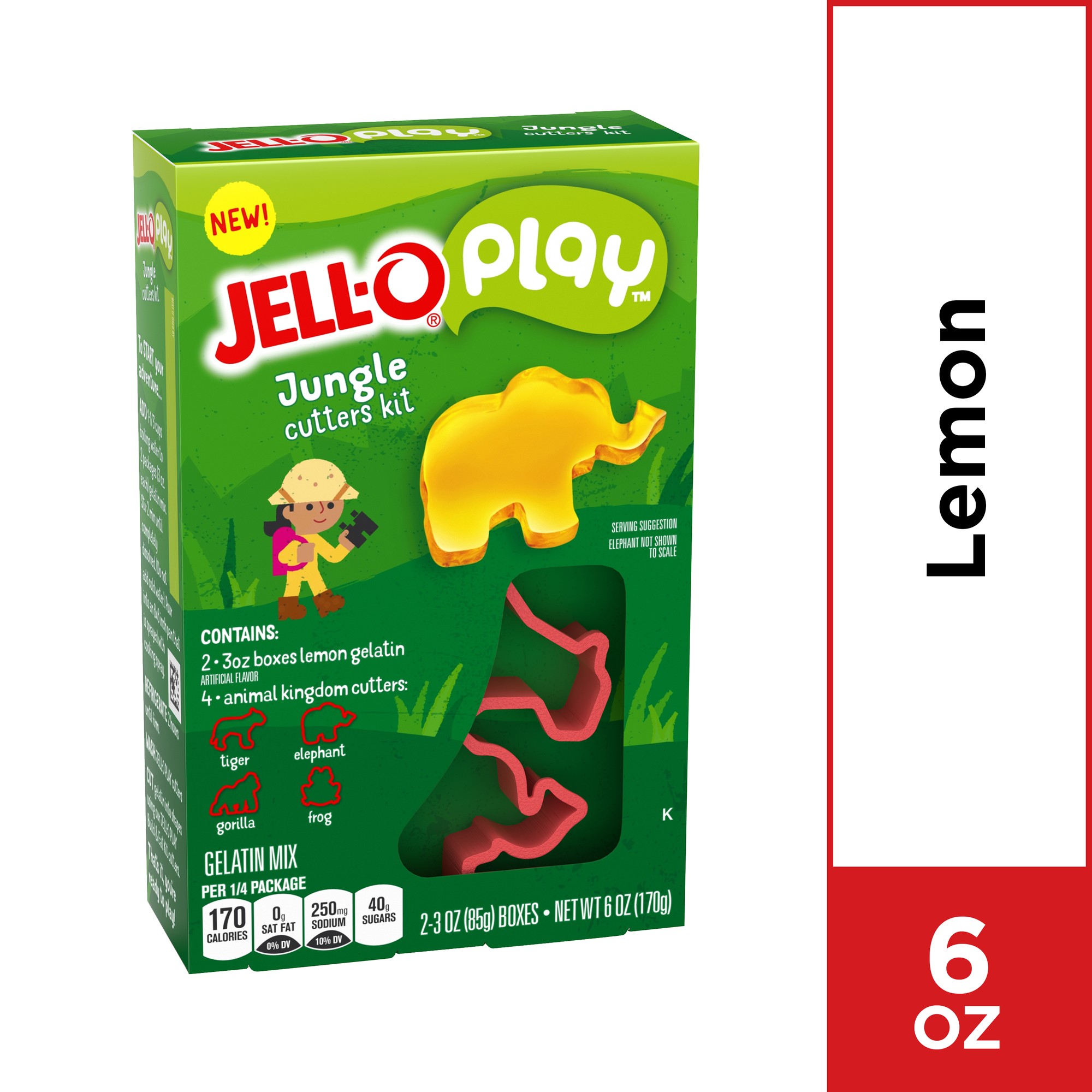 Diet info for GELATIN MIX JUNGLE CUTTERS KIT, LEMON GELATIN - Spoonful
