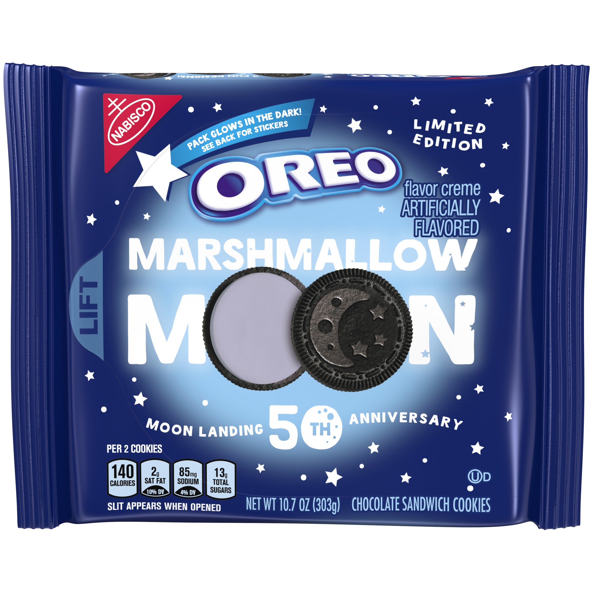 MARSHMALLOW MOON FLAVOR CREME CHOCOLATE SANDWICH COOKIES, MARSHMALLOW ...