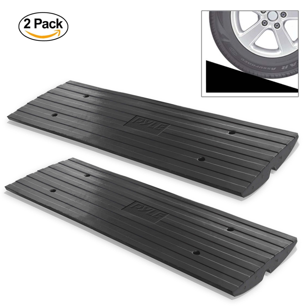 Pyle Car Vehicle Curbside Driveway Ramp - 4ft Heavy Duty Rubber ...