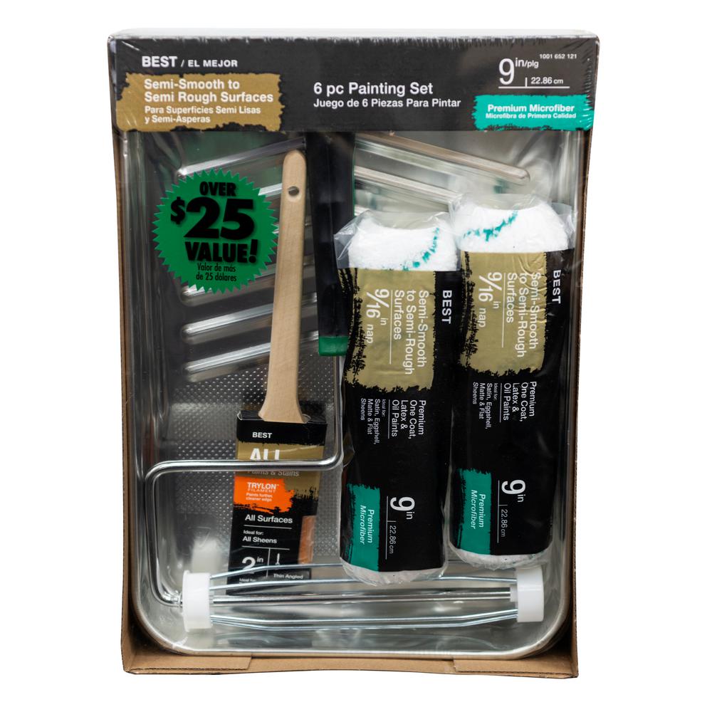 6-Piece Metal Tray/Microfiber Paint Applicator Kit