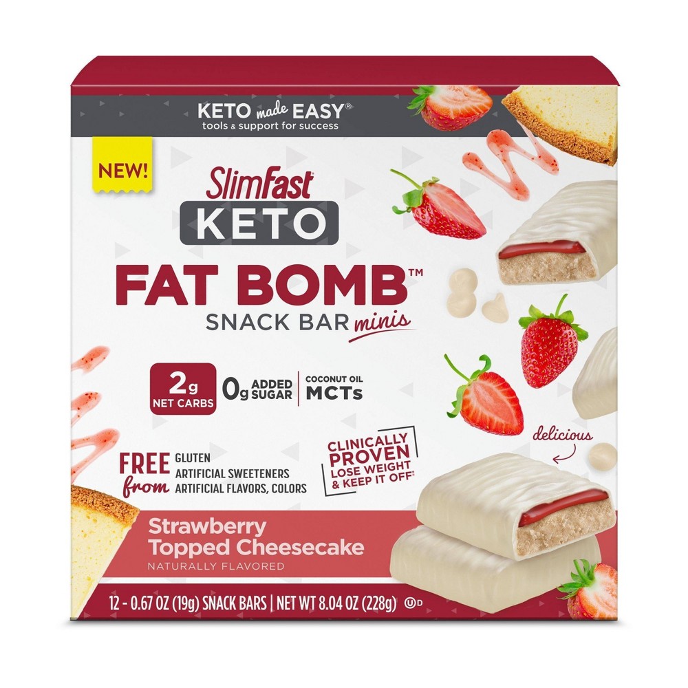 Diet info for Slimfast Keto Fat Bomb Snack Bar Minis Strawberry Topped ...