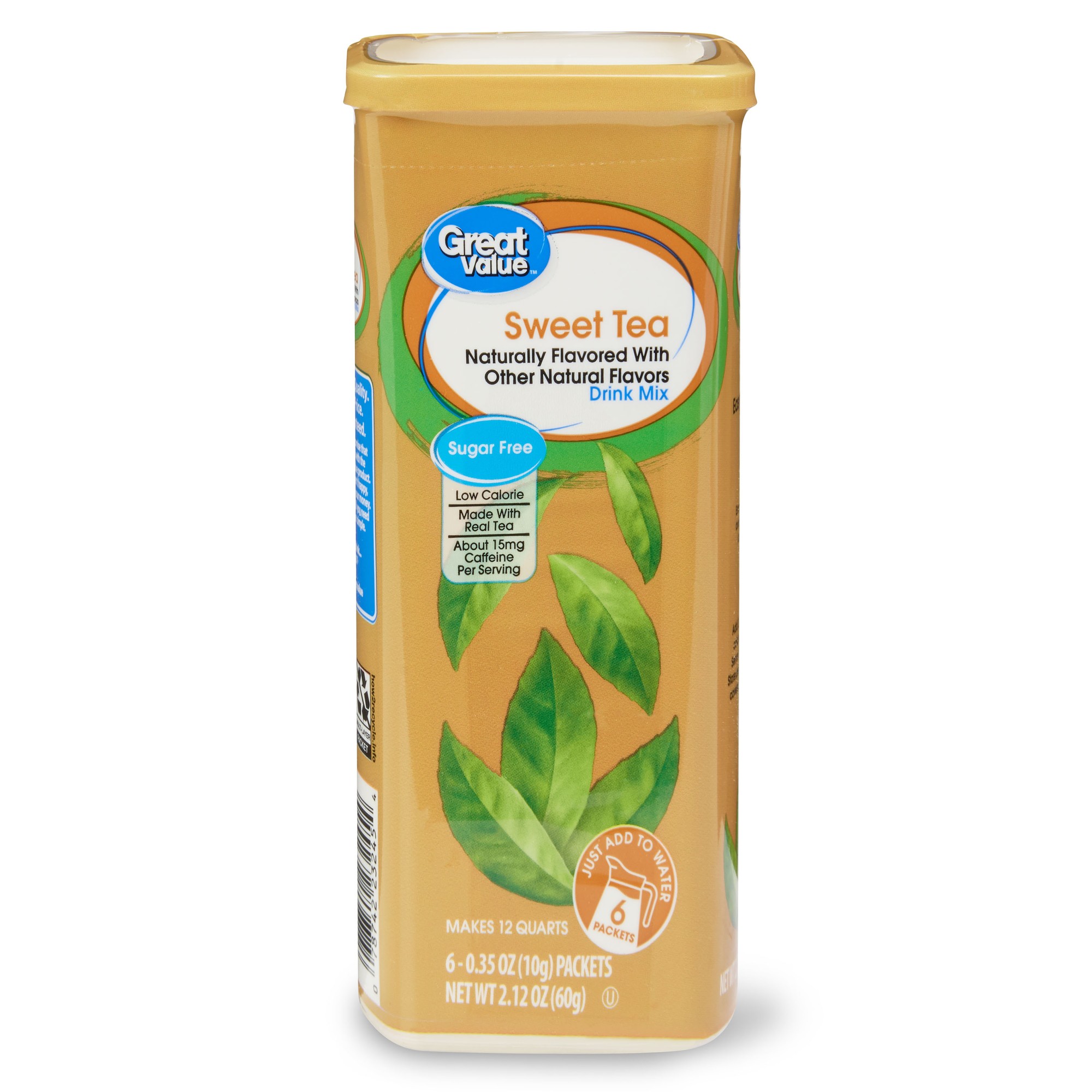 Great Value Sugar-Free Sweet Tea Drink Mix, 2.12 Oz., 6 Count ...