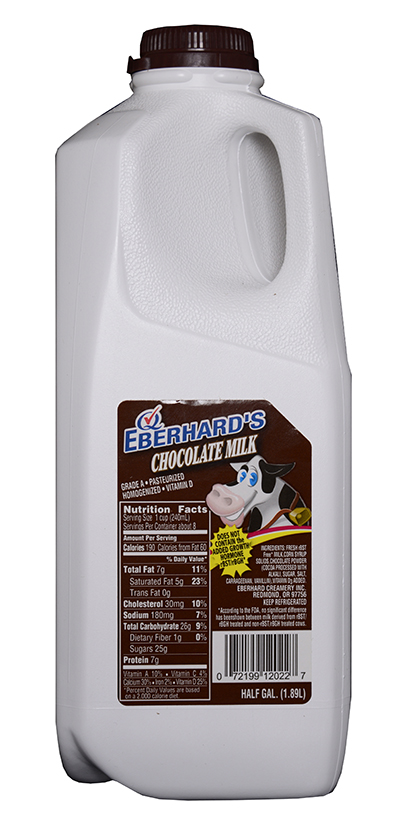 Diet info for Eberhard's Dairy Chocolate Flavoured Milk, Half Gallon ...