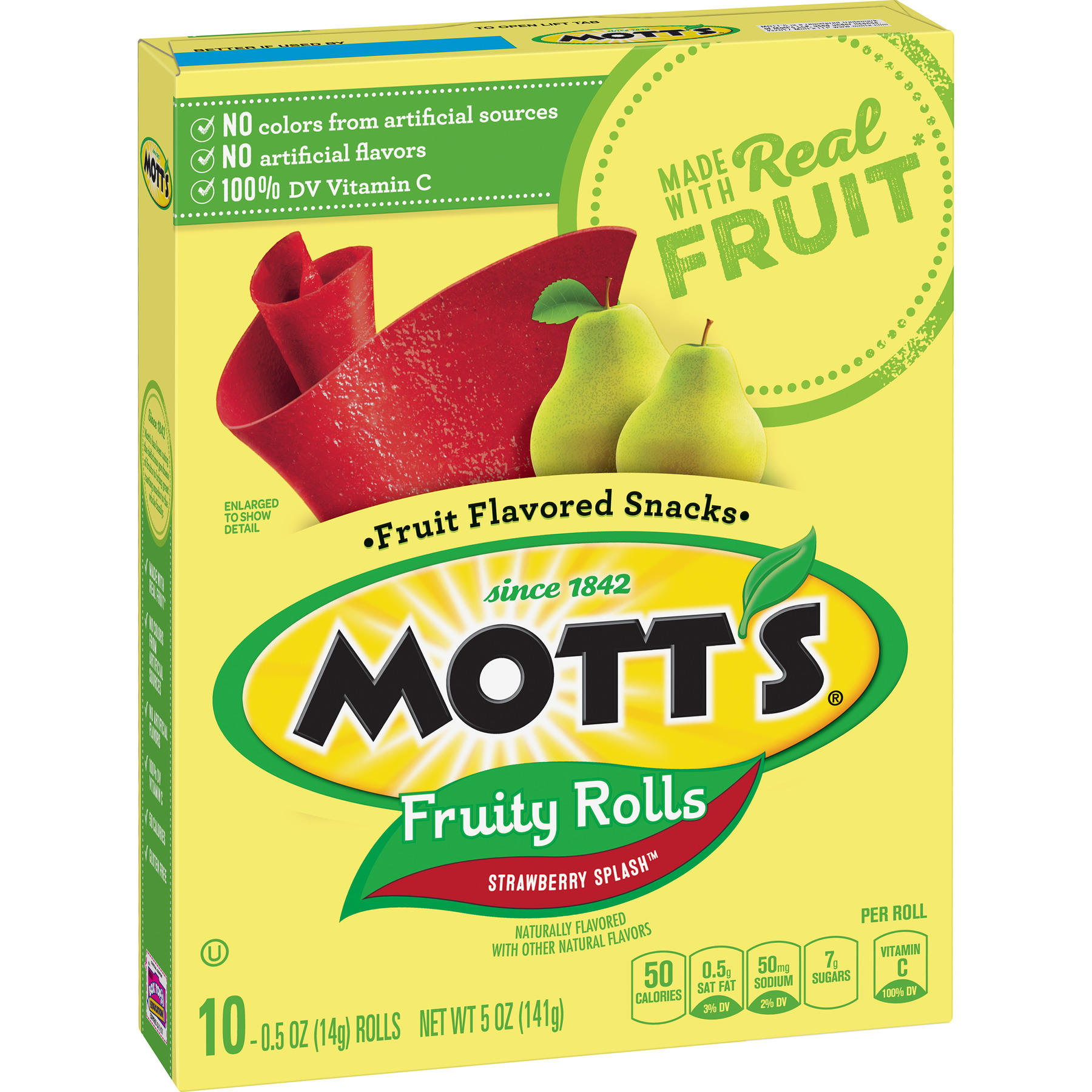 Mott's Strawberry Splash Fruity Rolls Fruit Flavored Snacks Ingredients ...
