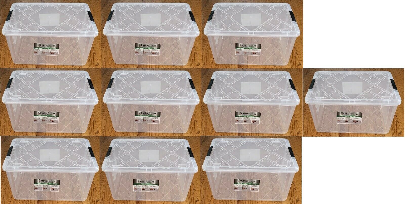 Greenmade InstaView 45 Multi-Use Storage Bin, 45 Quart, Clear, 3 Ct