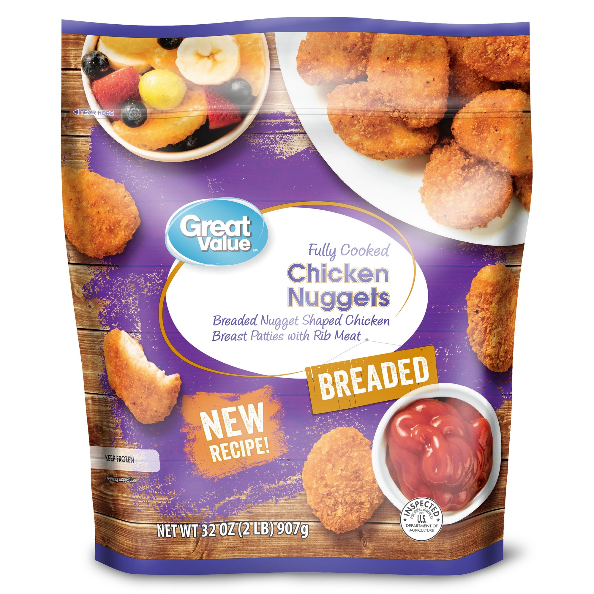 Diet info for CHICKEN NUGGETS FULLY COOKED BREADED NUGGET SHAPED ...