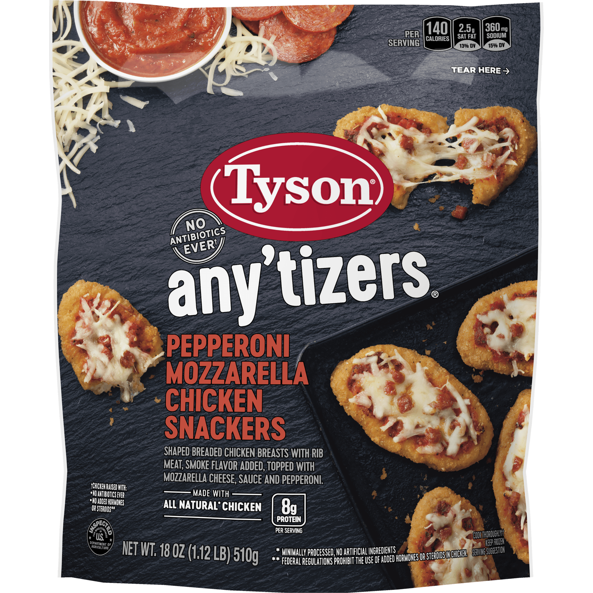 Diet info for Tyson® Any'tizers® Pepperoni Mozzarella Chicken Snackers ...